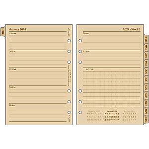 Rite in the Rain 2024 Dated Weekly Loose Leaf Calendar Set, 5” x 7”, Tan Sheets, 365 Days (No. PL2024W)