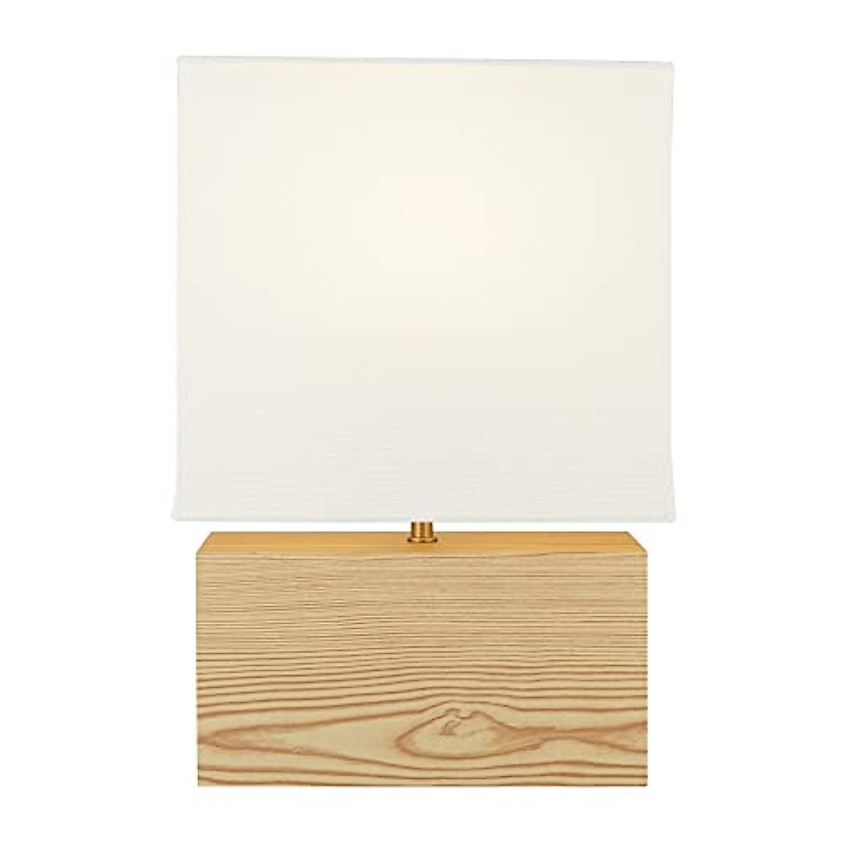 Catalina 22793-000 Mid-Century Modern Table Lamp with Square Shade, 15", Blond Wood/Antique Brass