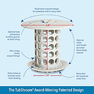 TubShroom Tub Hair Catcher Protector, Fits 1.5" - 1.75" Drain, Gray