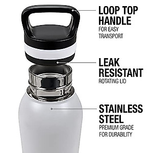 Dungeons & Dragons OFFICIAL D20 Pattern 24 oz Insulated Canteen Water Bottle, Leak Resistant, Vacuum Insulated Stainless Steel with Loop Cap