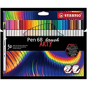 STABILO Premium Fibre-Tip Pen Pen 68 brush ARTY - Wallet of 30 - Assorted Colors