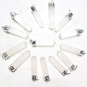 Zenergy Gems Faceted Hand-Made Natural Himalayan Selenite Crystal Pendants + Selenite Charging Heart Included (HEALING ENERGY - NEGATIVE ENERGY ABSORBER)