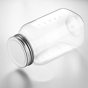 novelinks 32 OZ Clear Plastic Mason Jars with Lids - Dishwasher Safe Plastic Mason Jars 32 OZ Plastic Jars with Lids for Kitchen & Household Storage (6 Pack) (Silver)