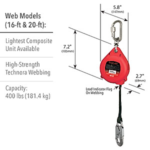 Miller by Honeywell Falcon 20-Foot Self-Retracting Galvanized Wire Lifeline with Swivel/Carabiner & Swivel/Snap Hook (MP20G-Z7/20FT)