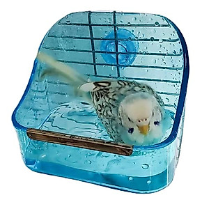 Barn Eleven Bird Bathtub, Crystal Pet Bird Bath Box, Bird Cage Parrot Bathing Tub, Bird Cage Accessory Bathing Tub Bath for Small Birds Parakeet Canary Budgerigar Lovebirds
