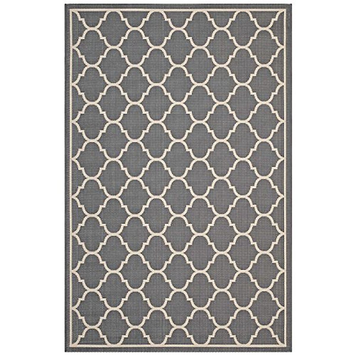 Modway Avena Moroccan Quatrefoil Trellis 5x8 Indoor and Outdoor In Gray and Beige