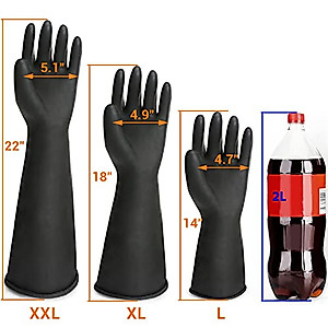 ENPOINT Long Rubber Gloves Heavy Duty, Thick Chemical Resistant Gloves, Waterproof Cleaning Painting Protective Safety Work Heavy Duty Gloves, 18" Black Dishwashing Gloves Large for Men, 1 Pair XL