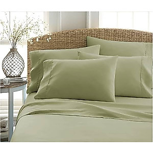 TASHMIA Sheet Set Twin XL Size 39"x 80" x 12" Deep Pocket 100% Egyptian Cotton 600 Thread Count Soft & Silky Sateen Weave Sheets Sage Solid