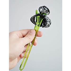 Black Glass Iris with White Spots Flowers Figurine Blown Iris Flower Iris Sculpture Art Glass Iris Flower Murano Long Stem Iris Flowers Garden Iris Ornaments