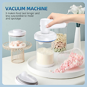 Mason Jar Vacuum Sealer Food Saver Jar Sealer 6 in 1 Electric Handheld Vacuum Sealer Air Pump for Wide and Regular Mouth Mason Jar Compatible with Food Saver Vacuum Sealer Machine (White)