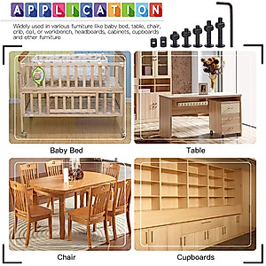 Glarks 120Pcs M6x15/20/25/30/35mm Black Hex Socket Cap Bolt Screws and Barrel Nut Assortment Kit with a Allen Wrench for Crib Baby Bed Cots Furniture