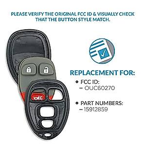 Keyless2Go Replacement for New Shell Case and 4 Button Pad for Remote Key Fob with FCC OUC60270 - Shell ONLY