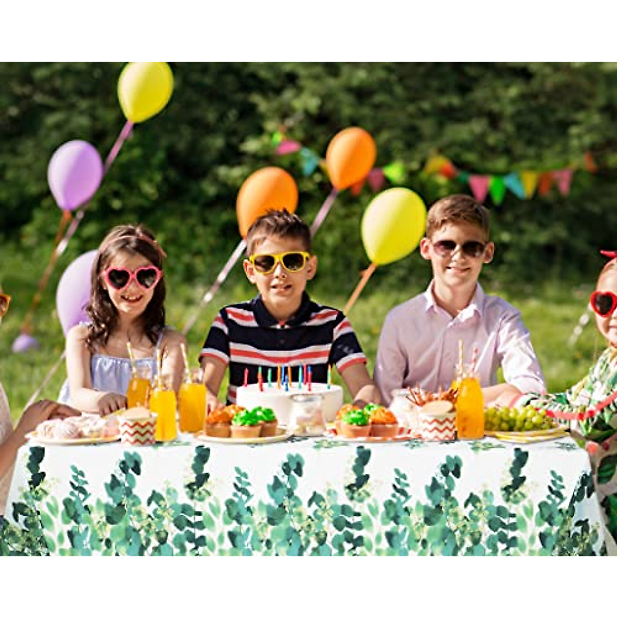 Eucalyptus Leaf Tablecloth 3pcs Sage Green Tablecloth Sage Green Baby Shower Decorations Eucalyptus Leaves Sage Greenery Plastic Table Covers for Neutral Green Baby Shower, Birthday, Wedding Decor