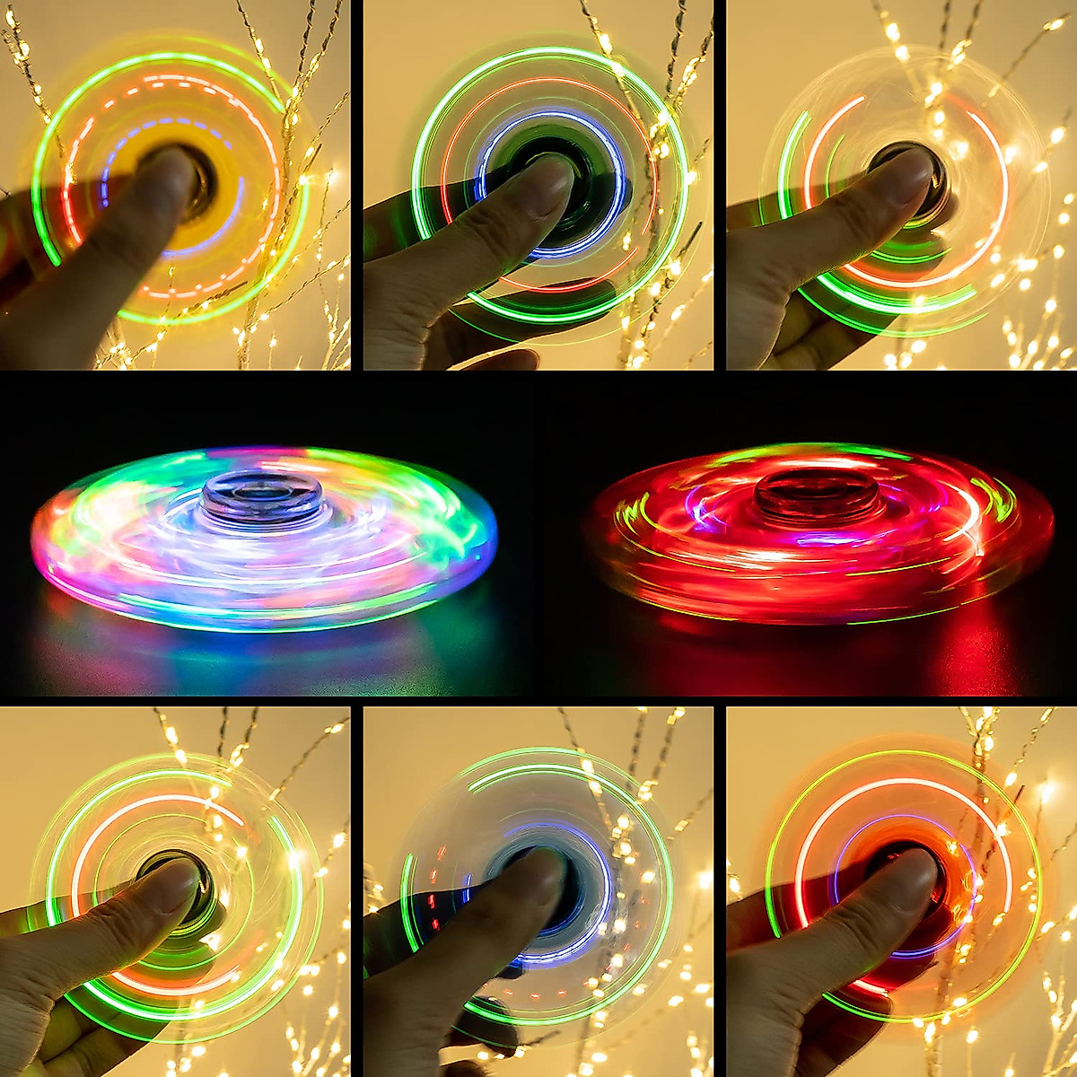 FIGROL LED Light Up Crystal Fidget Spinner for Children｜Easter Gifts Easter Basket Stuffers Party Favors｜Glow in The Dark Party Supplies｜Classroom Prizes Return Gifts