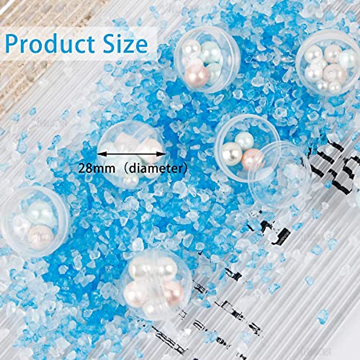 AUEAR, 50 Pack Translucent Small Round Capsules 1.1 Inch Vending Machine Capsules Empty Plastic Gumball Machine Containers for Party Favor Prize