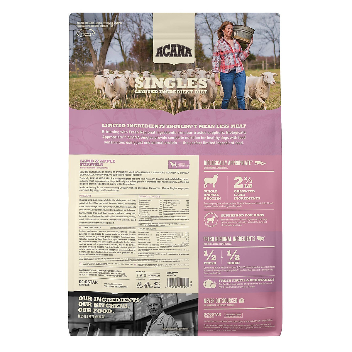 ACANA Singles Limited Ingredient Dry Dog Food, Lamb & Apple, Biologically Appropriate & Grain Free