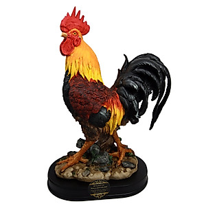 Ebros Large Decorative Rooster Chicken Statue 13.5" H Sunshine Crow Rural Country Barnyard Farm Animal Chicken Hen Kitchen Home Decor Sculpture Great for Farm Owners Nature Lovers