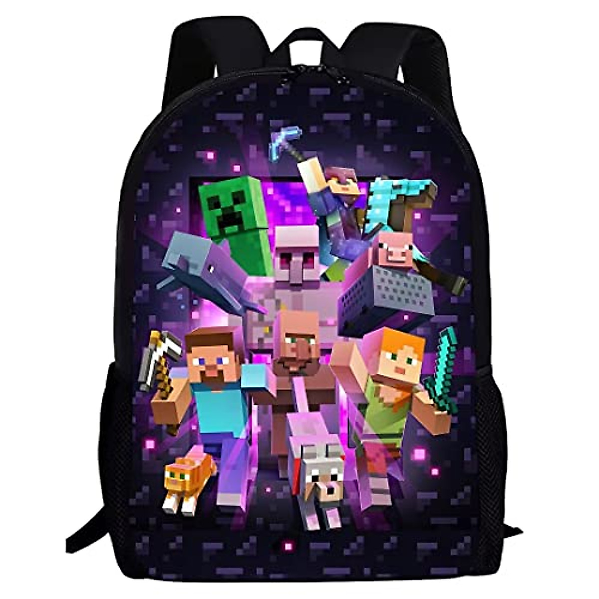 Moare Minecraft 3D Printed School Backpack Cartoon Casual Travel Bags Lightweight Durable Backpack Schoolbag for Boys Girl Fans Gifts
