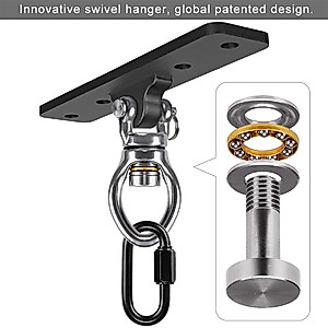 Dolibest Heavy Duty Swing Hanger, Swing Set Accessorie with Carabiner for Indoor Outdoor Playground, Porch Swing Hanging Kit for Wooden and Concrete Set with 4 Wood Screws and 4 Expansion Bolts, 900LB