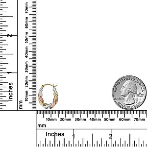 AVORA 10K Gold Twist Three-Tone Hoop Earrings