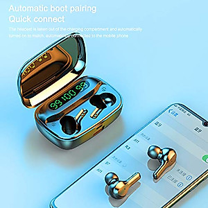 MOHALIKO R3 TWS Wireless Earbuds, Bluetooth 5.0 Headphones, Waterproof Bluetooth 5.0 Wireless HiFi Stereo Earphones with Microphone for Work, Home Office, Christmas Black