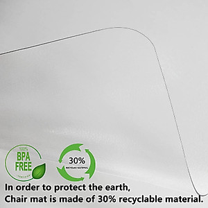 Naturehydro Office Chair Mat for Hardwood Floor, 48" x 36" Transparent Floor Protector,Easy Glide Rolling Desk Chair Floor Mat, BPA and Phthalates Free (with Lip)