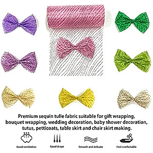 Glitter Wavy Tulle Fabric 3 Rolls 6 Inch by 30 Yards Total Sparkle Mesh Netting Fabric Ribbon Spool for Wedding Birthday Party Baby Shower Decorations DIY Tutus Petticoat Tulle Skirt Table Skirt