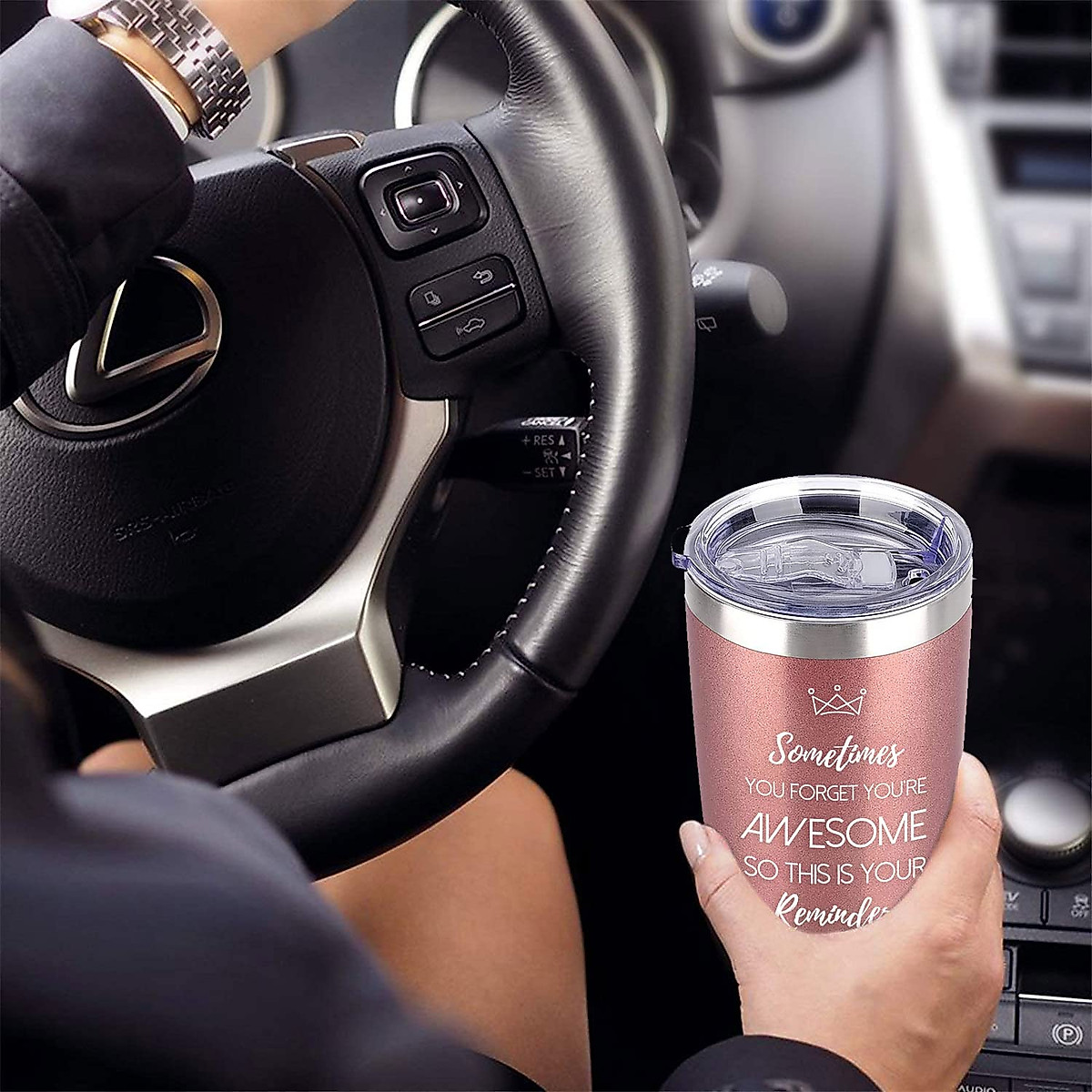 MOSAJOY Sometimes You Forget That You are Awesome - Thank You Gifts, Funny Birthday Cup Inspirational Gifts for Women, Men, Coworker, Friends Insulated 20ozTumbler