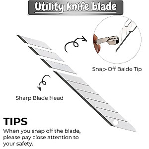 Gebildet 5pcs Professional Stainless Steel Lockable Cutter Knife / 9mm Snap Off Blades / 30 Degree Foil Knife/Utility Knife/Graphic Knife/Great for Foils, Wallpaper, Crafts, Cartons