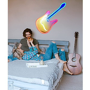 Guitar Neon Sign for Bedroom Art Guitar Decor Neon Lights for Christmas Halloween Wedding Valentine's Day Party Bar Club Home Decoration, Lounge Office Operated by USB