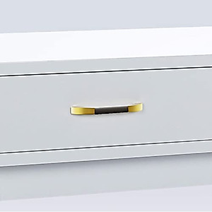 FUNKOCO Writing Computer Desk with 2 Storage Drawers for Home Office,Modern Laptop PC Table Workstation, Vanity Table (Cream White)