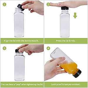 Jaojaopn 10 oz plastic bottles with caps, juice containers with lids for fridge reusable, juice bottles for juicing smoothie milk ginger shots. 8 Pcs