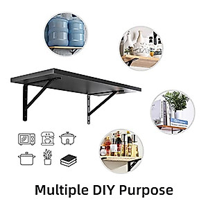 HOME MASTER HARDWARE Heavy Duty Shelf Brackets 12 inch x 8 inch Metal Shelves Supports 90 Degree Triangle Wall Mount Angle L Bracket for Floating Shelving with Screws Black 10-Pack