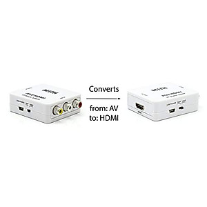 THE CIMPLE CO RCA to HDMI Converter (Analog to Digital Converter) - Converts from RCA/Composite/Red-White-Yellow - Does not Work in Reverse - UP CONVERTS - Black Kit