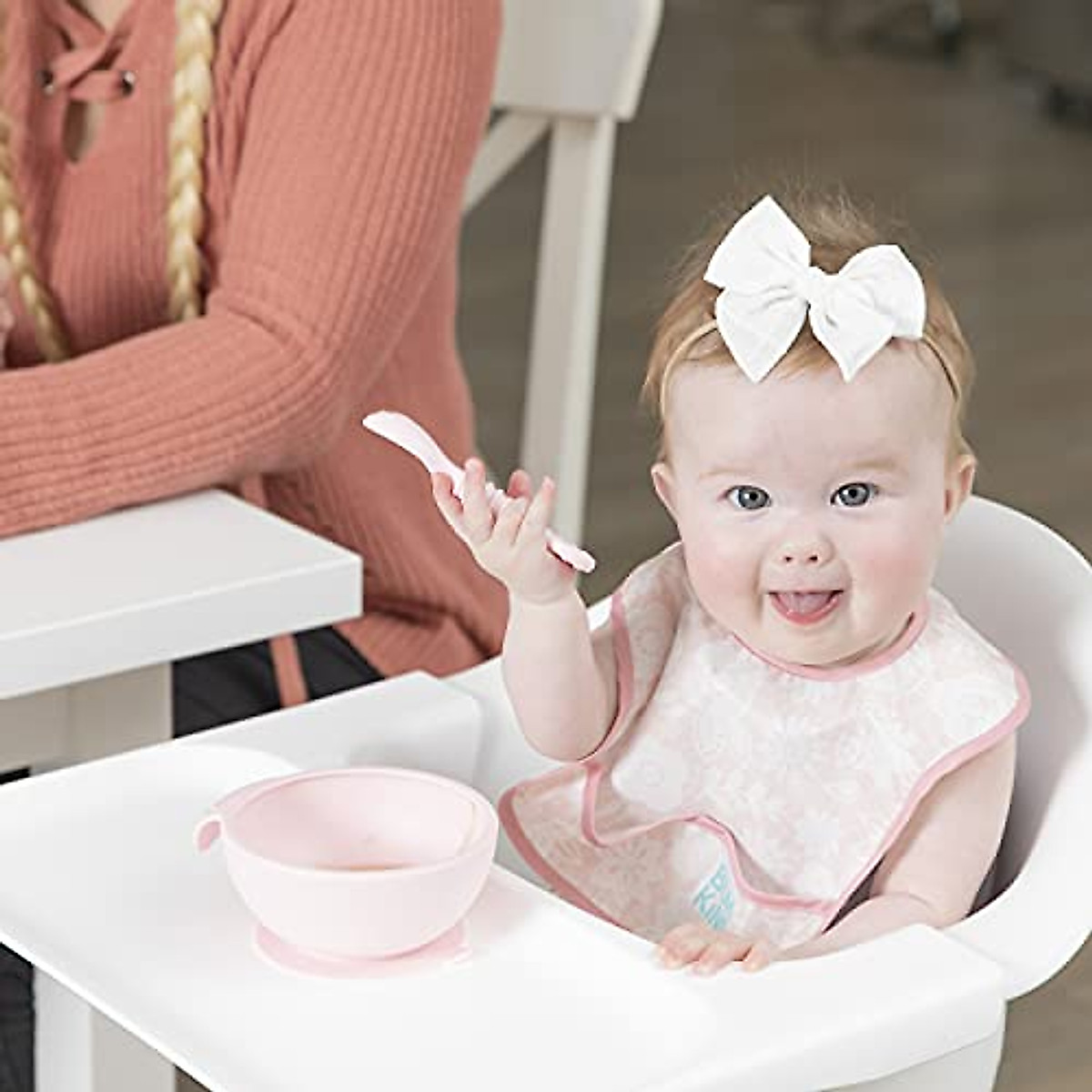 Bumkins Starter Bib, Baby Bib Infant, Waterproof Fabric, Fits Infants and Babies 3-9 Months - Floral & Lace (2-Pack)