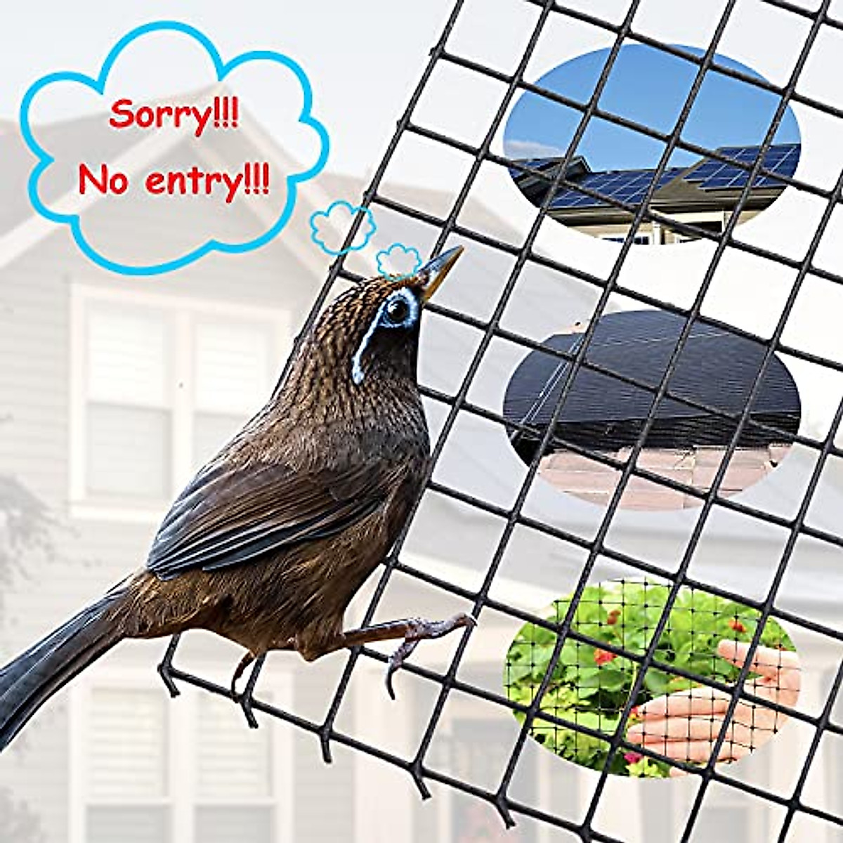 MEFBANT Solar Panel Bird Guard Mesh 7.99In x100 Ft 70 Aluminum Fasteners Solar Critter Guard Solar Panel Pigeon Guard Bird proofing Solar Panel Bird mesh PVC Coated Galvanized net Pigeon Deterrent