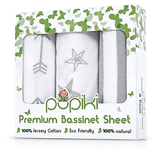 Premium Bassinet Sheets 3 Pack Set 100% Jersey Cotton Baby Sheets for Boys and Girls, Bassinet Sheet Oval Fitted, Cradle Sheets, Bassinet Mattress Sheets