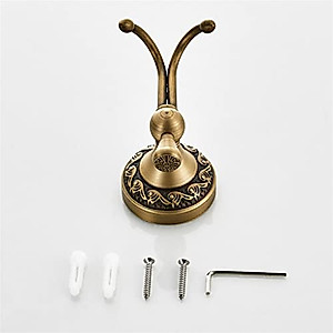 WFJDC Bronze Wall Mounted Bathroom Double Hanger Black Clothes Key Jacket Hanger Brass Ceramic Kitchen Pendant (Color : Bronze, Size : As Shown)