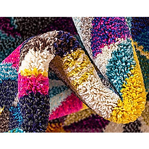 Unique Loom Estrella Collection Geometric, Triangles, Bright Colors, Abstract, Modern Area Rug, 2 ft 7 in x 10 ft, Multi/Beige