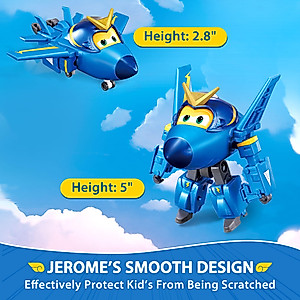 Super Wings 5" Transforming Jerome Airplane Toys, Safe and Durable Vehicle Action Figure, Plane to Robot, Transformer Toys for 3+ Years Old Boys and Girls, Preschool Kids Birthday Gift, Blue