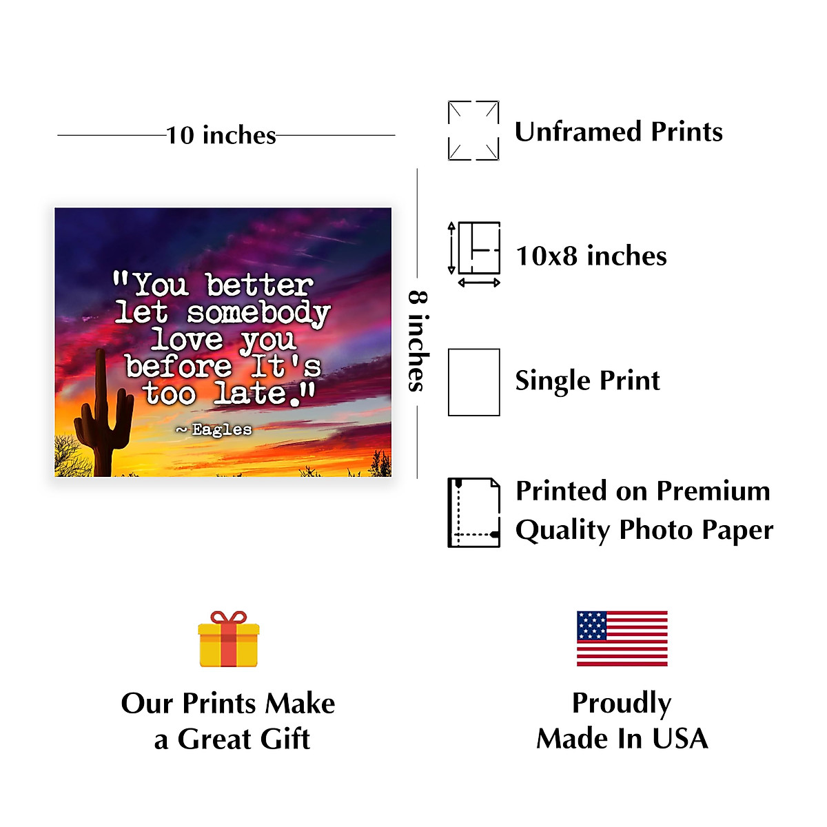 The Eagles - Let Somebody Love You Music Wall Art Print, This Ready to Frame Rock Music Wall Art Poster Print is Good For Music Room, Home, Office, Bar, Studio, And Cave Room Decor, Unframed - 8x10"