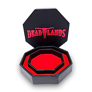 Deadlands - D&D Dice Tray of Holding by Norse Foundry, 8” Octagon Shape Dice Rolling Tray for Dice Games Like RPG and DND, Dice Box Storage, Removable Top Lid – Soft Padded Inner Lining