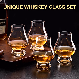 Whiskey Glasses Set of 4, Tequila Glasses, Scotch glasses, Bourbon Glasses, Tasting Glasses, Brandy Snifter Cocktail Whiskey Old Fashioned Glass for Liquor Tequila Gin Cognac Vodka, Shot Glass Bar Set