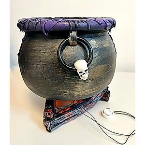 GiftExpress 8 Inches Black Magic Cauldron with Light-up Candy Pot for Halloween Decoration, Horror Scene Decoration Holiday Décor Theme Party