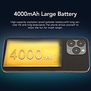 VBESTLIFE 6.1in Unlocked Smartphone 3G Cell Phone for Android, 6.1in HD Screen Dual Card Dual Standby Mobile Phone, 4000mAh Large Battery, Three Card Slots, Face Unlock(Black)