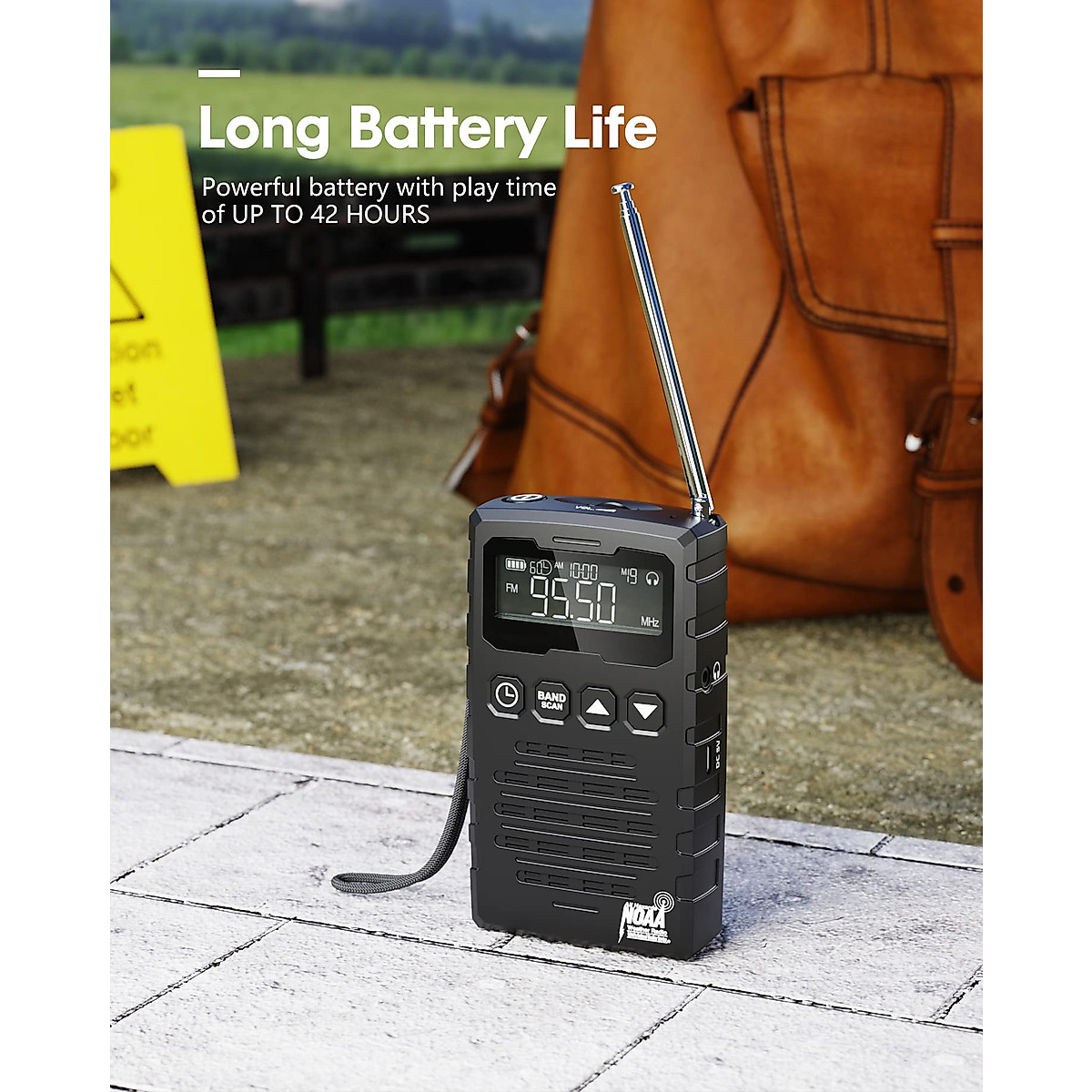 NOAA Weather Radio - Rechargeable NOAA/AM/FM Emergency Radio, Portable Pocket Radio, Longest Playtime, Best Reception, Digital Tuning, Auto Scan&Preset Function, Time Display, Mono Headphone Socket