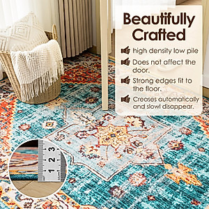 INGEROOM Washable Area Rugs for Living Room Vintage Large Area Rug 5×7 Boho Rug Non-Slip Carpet Machine Washable Area Rugs for Bedroom and Kitchen Made of Faux Wool Ruggable Rugs
