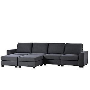 U Shaped Couch with Reversible Chaise Oversized Sectional Couches for Living Room Modern Modular Sectional Sofa Comfy Cloud Couch with Deep Seat for Office Apartment, Gray