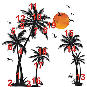 wondever Large Black Palm Tree Wall Stickers Tropical Tree Plants Birds Peel and Stick Wall Art Decals for Living Room Bedroom TV Background (H: 53 inch)