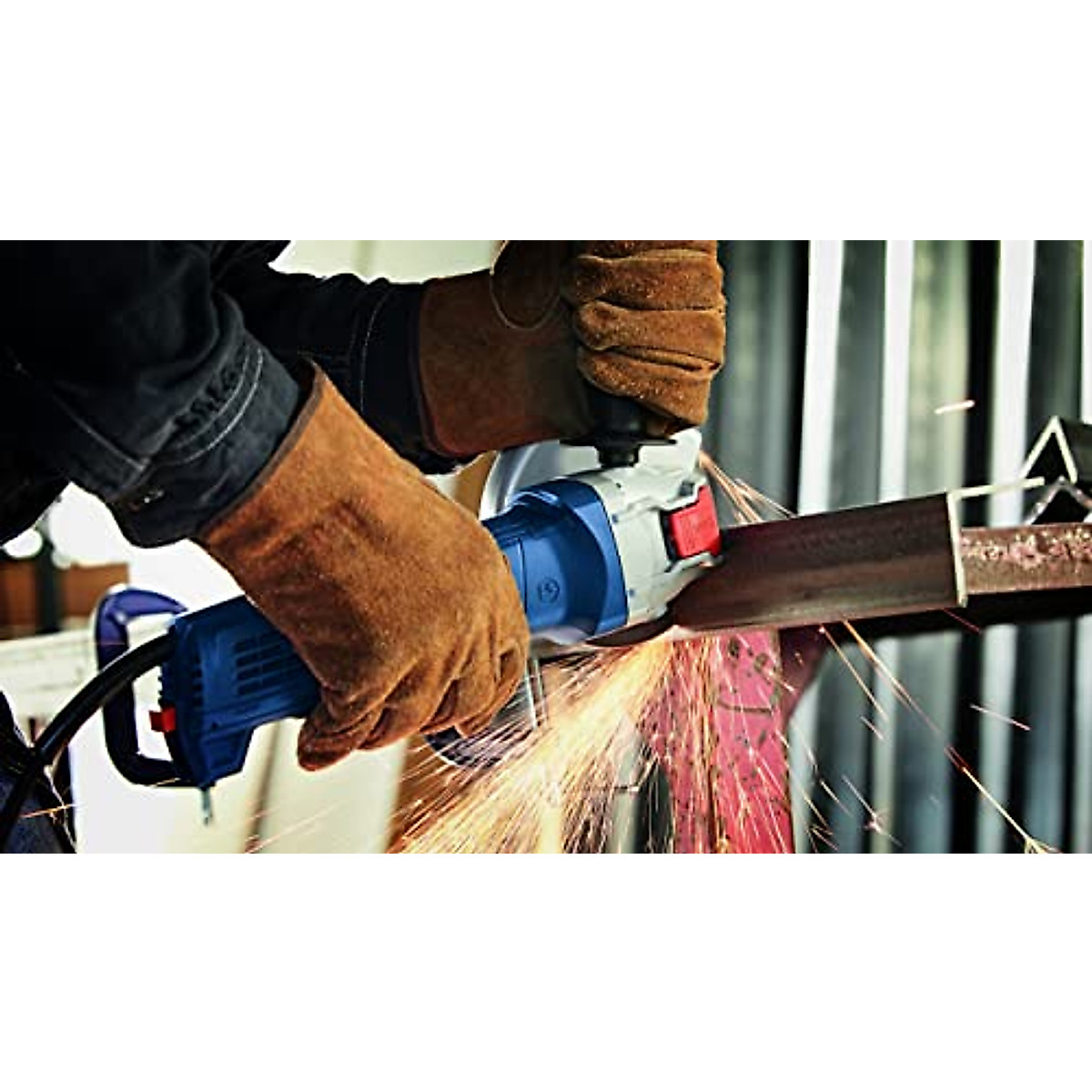 Bosch GWX10-45E 4-1/2 In. X-LOCK Ergonomic Angle Grinder with Bosch GWX27LM450 4-1/2 In. x 1/4 In. X-LOCK Arbor Type 27 30 Grit Metal Grinding Abrasive Wheel